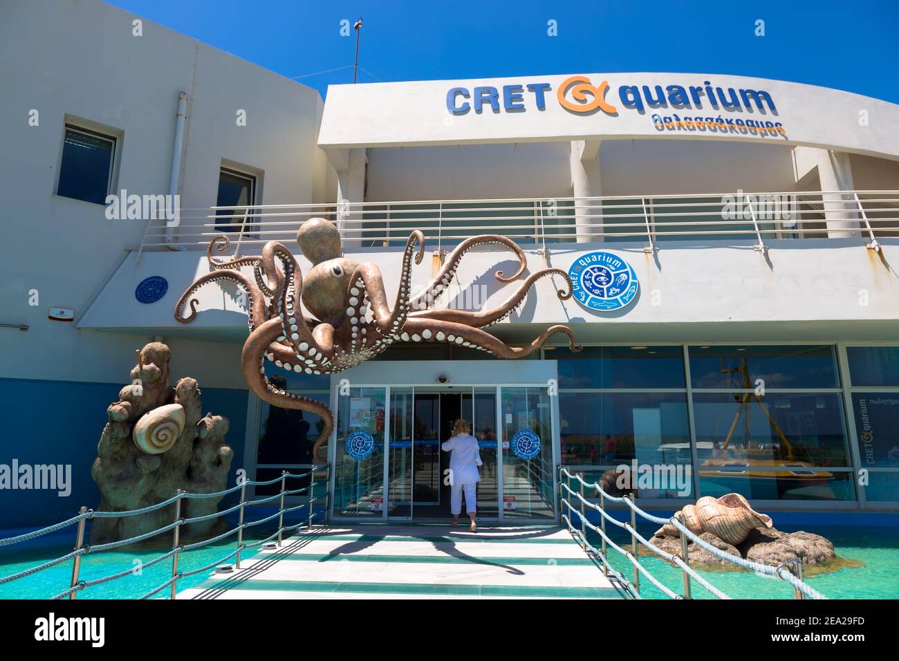 HERAKLION, GREECE: Entrance of the aquarium of Crete. Concept fun ...