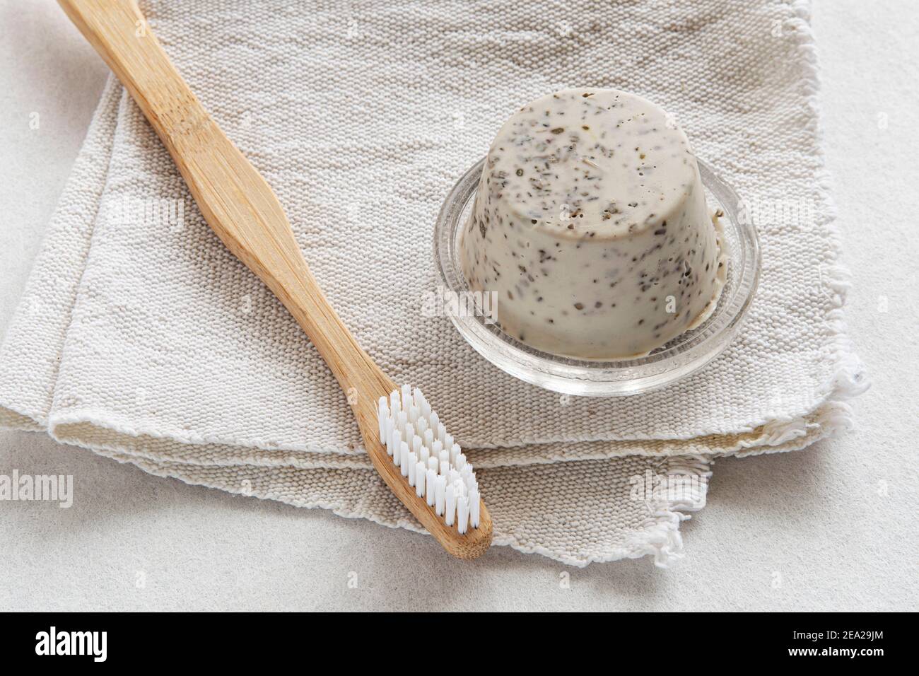 Homemade organic and ecological toothpaste with a bamboo toothbrush ...