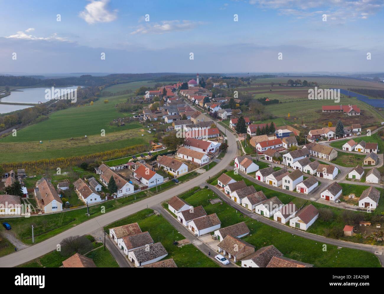 Wine cellars in a row in Southern Hungary in Palkonya village Stock ...