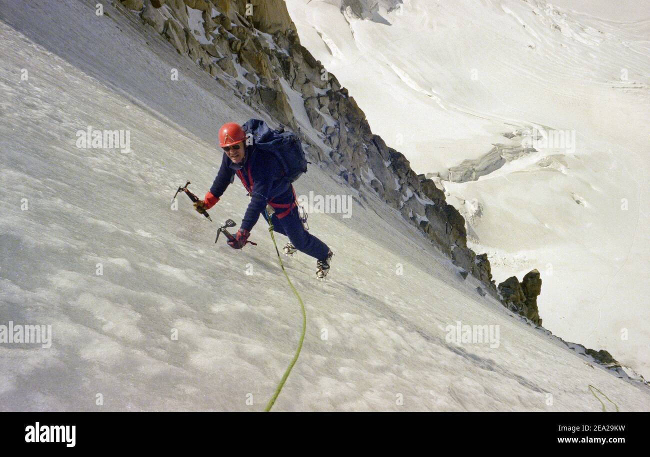 Ice climbing,front pointing in the Alps (La Tour Ronde Stock Photo - Alamy