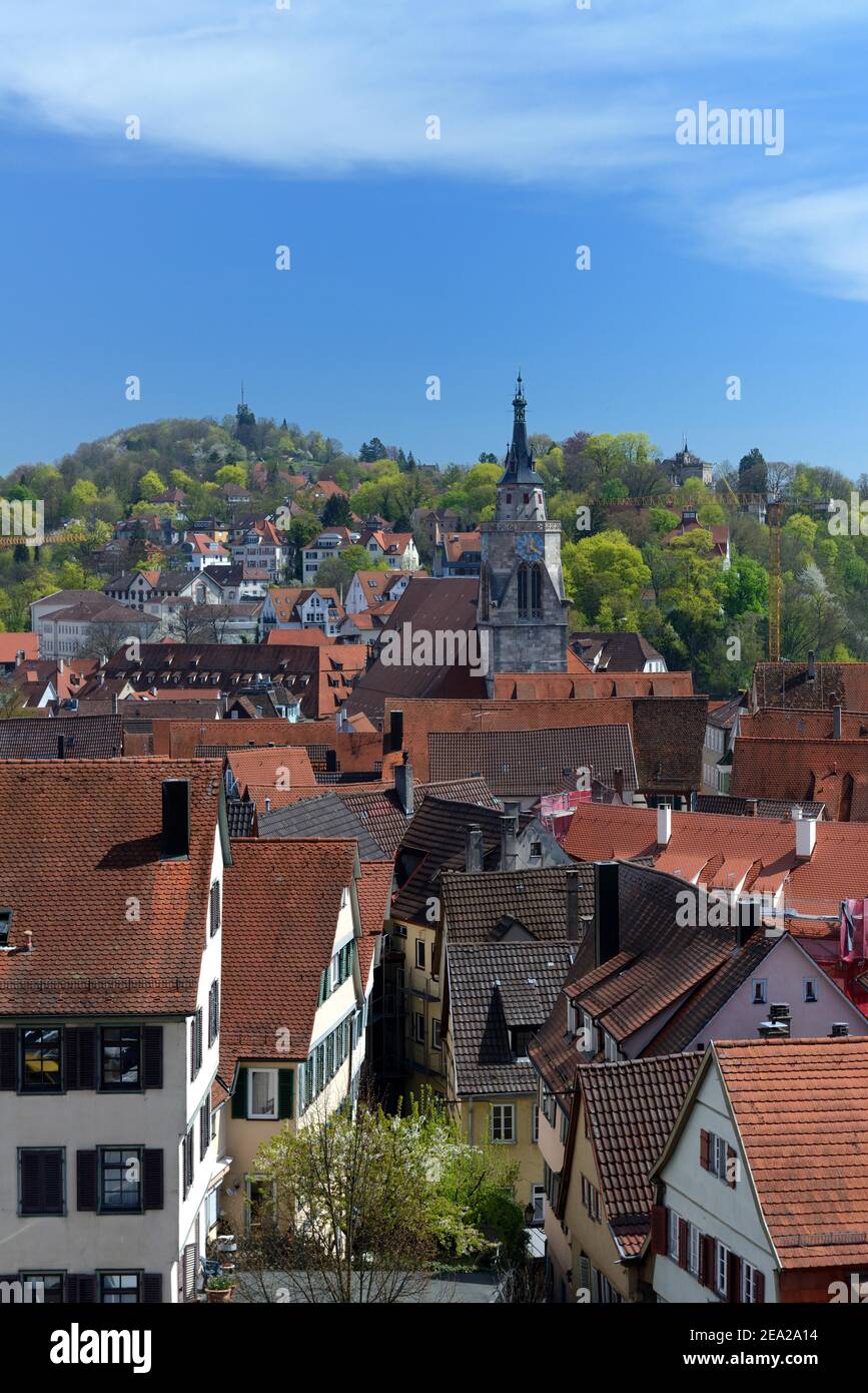 Old Town with Collegiate Church, Tuebingen, Old Town, Baden ...