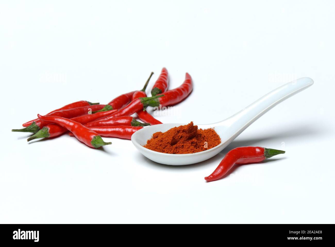 Chili powder in porcelain spoon ( Capsicum annuum Stock Photo - Alamy