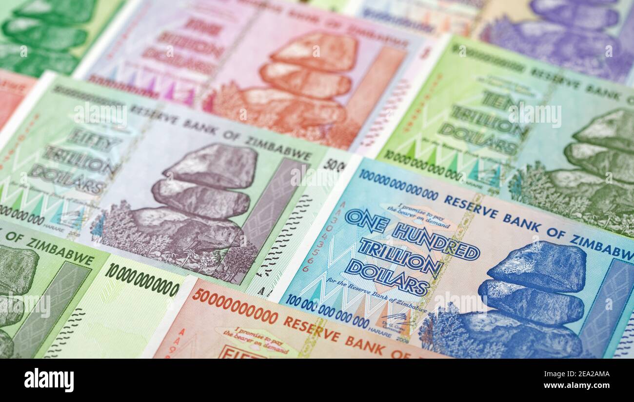 Banknotes of Zimbabwe after hyperinflation Stock Photo - Alamy