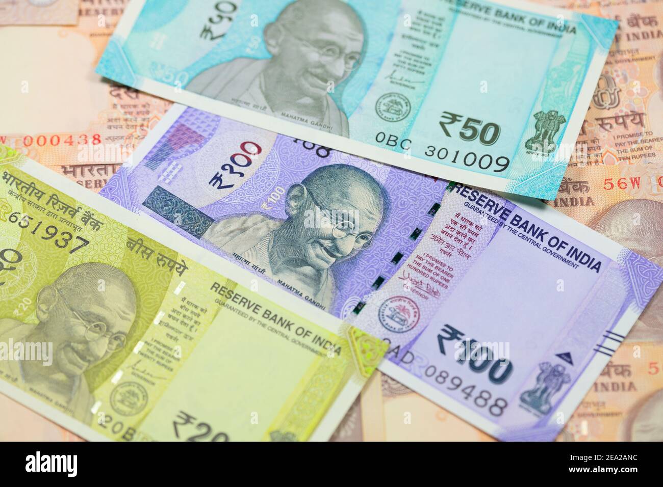 Collection of the Indian banknotes Stock Photo - Alamy