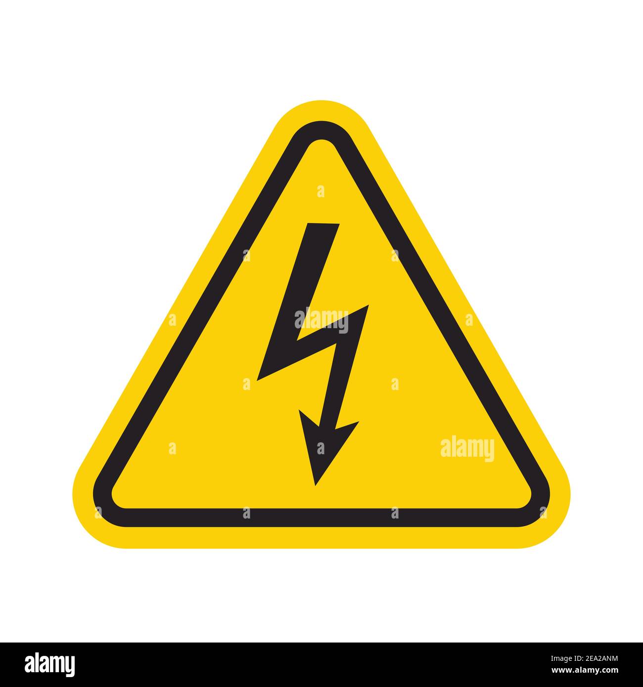 High voltage sign in yellow triangle. Symbol warning danger. Isolated ...