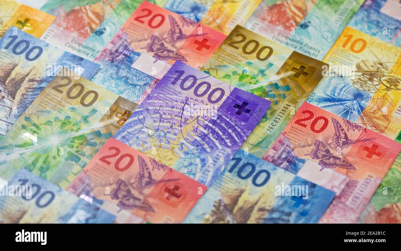 Collection of the new swiss banknotes (issued in 2017-2019 Stock Photo ...