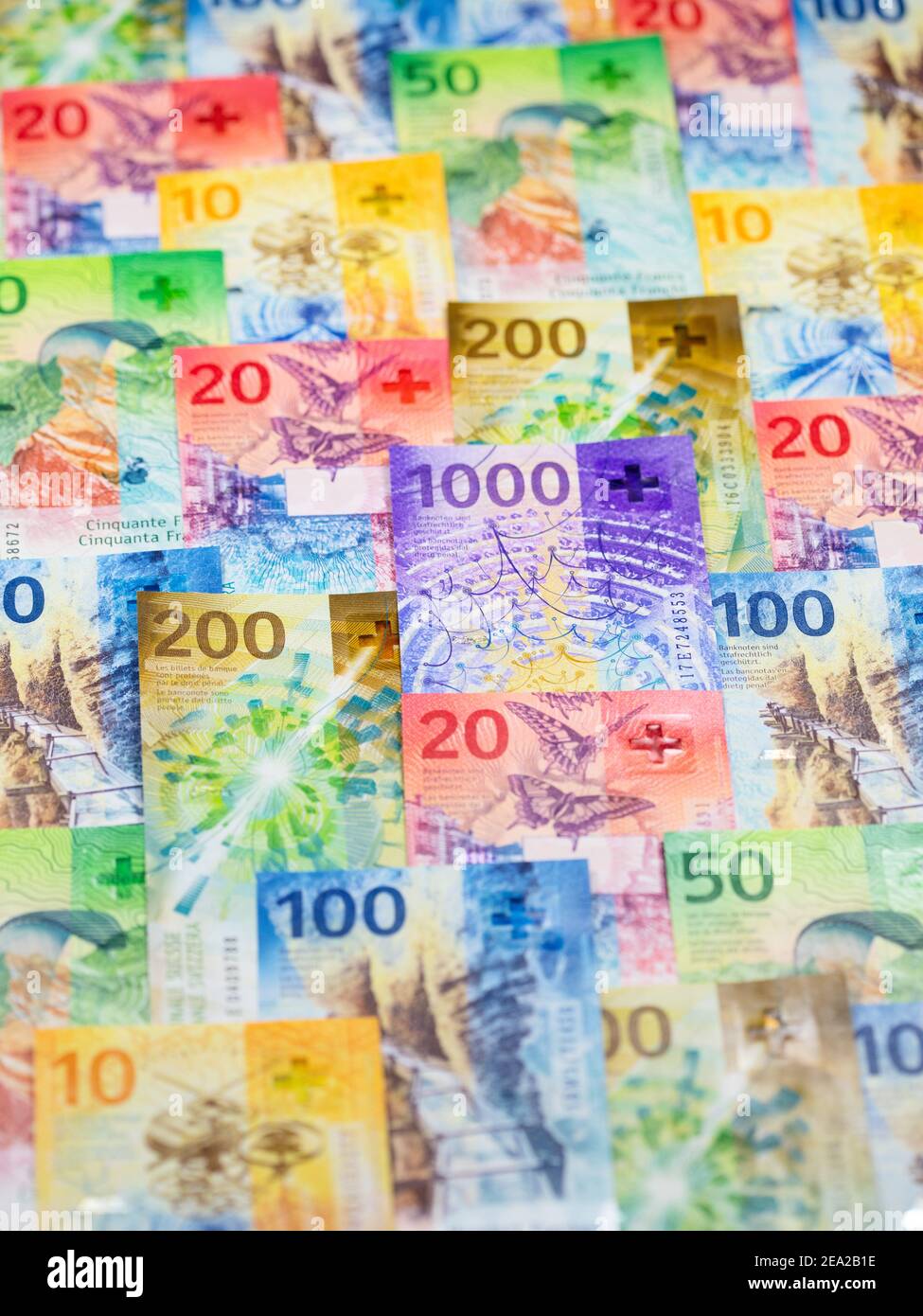 Collection of the new swiss banknotes (issued in 2017-2019 Stock Photo ...