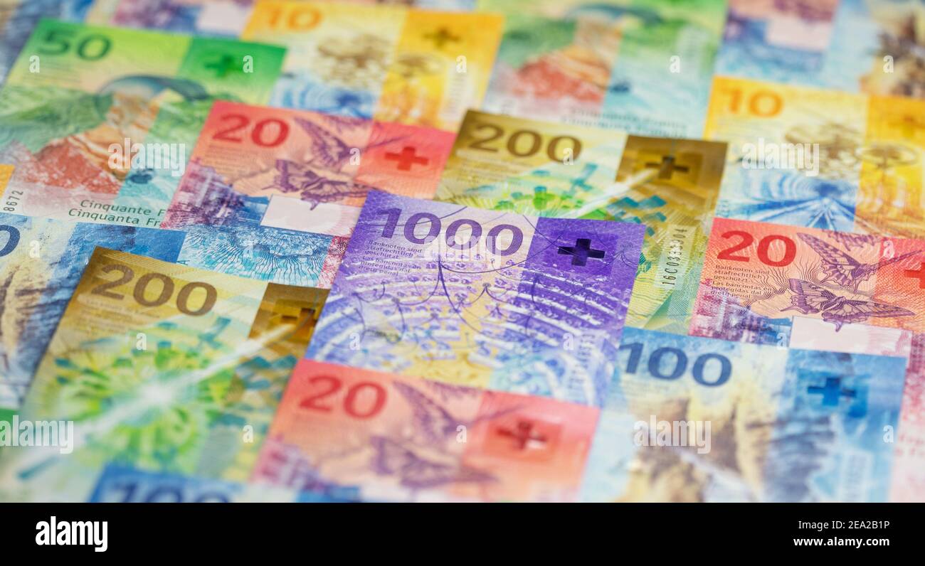 Collection of the new swiss banknotes (issued in 2017-2019 Stock Photo ...