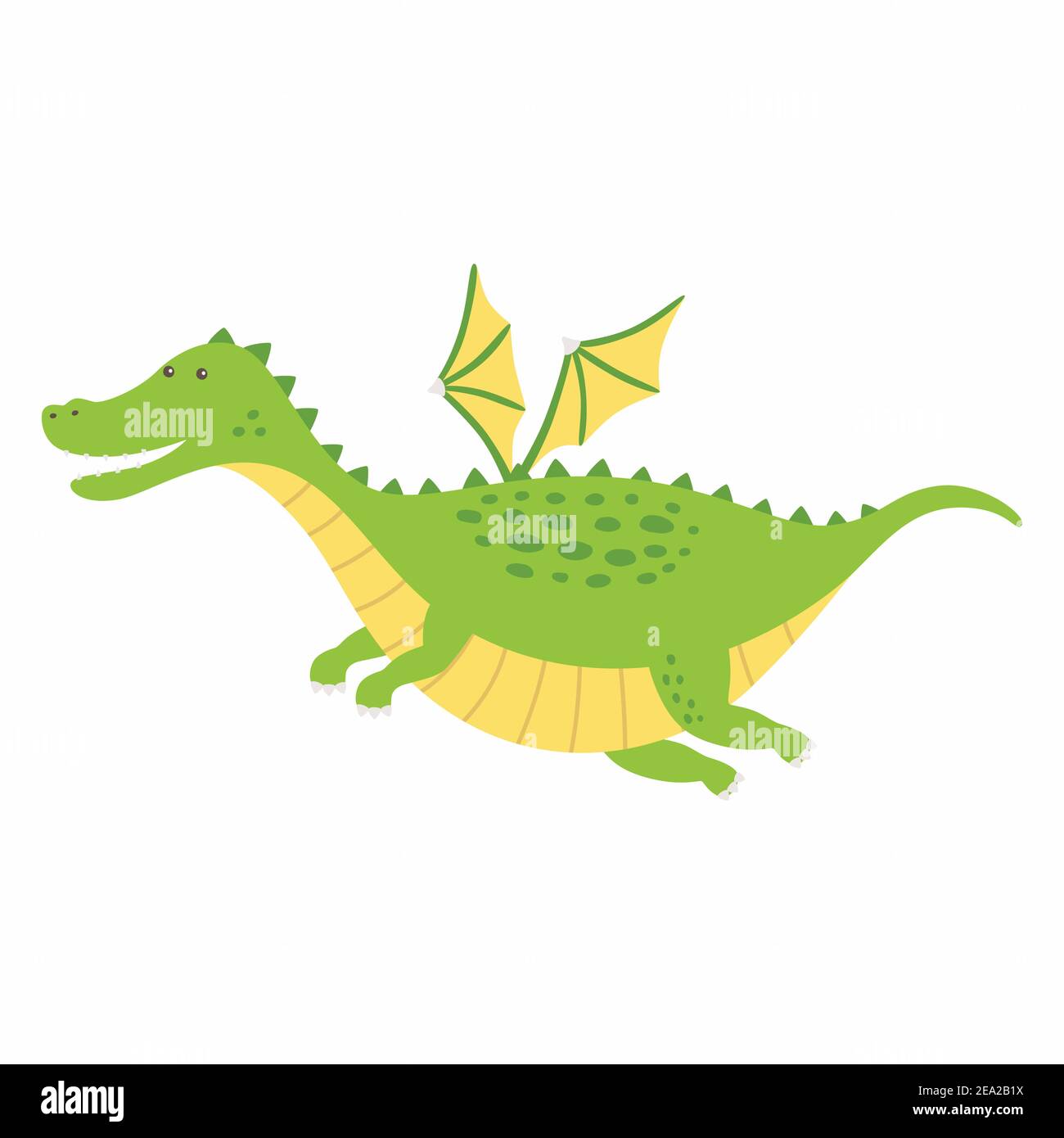 Cute fat dragon flying. Vector illustration isolated Stock Vector Image ...