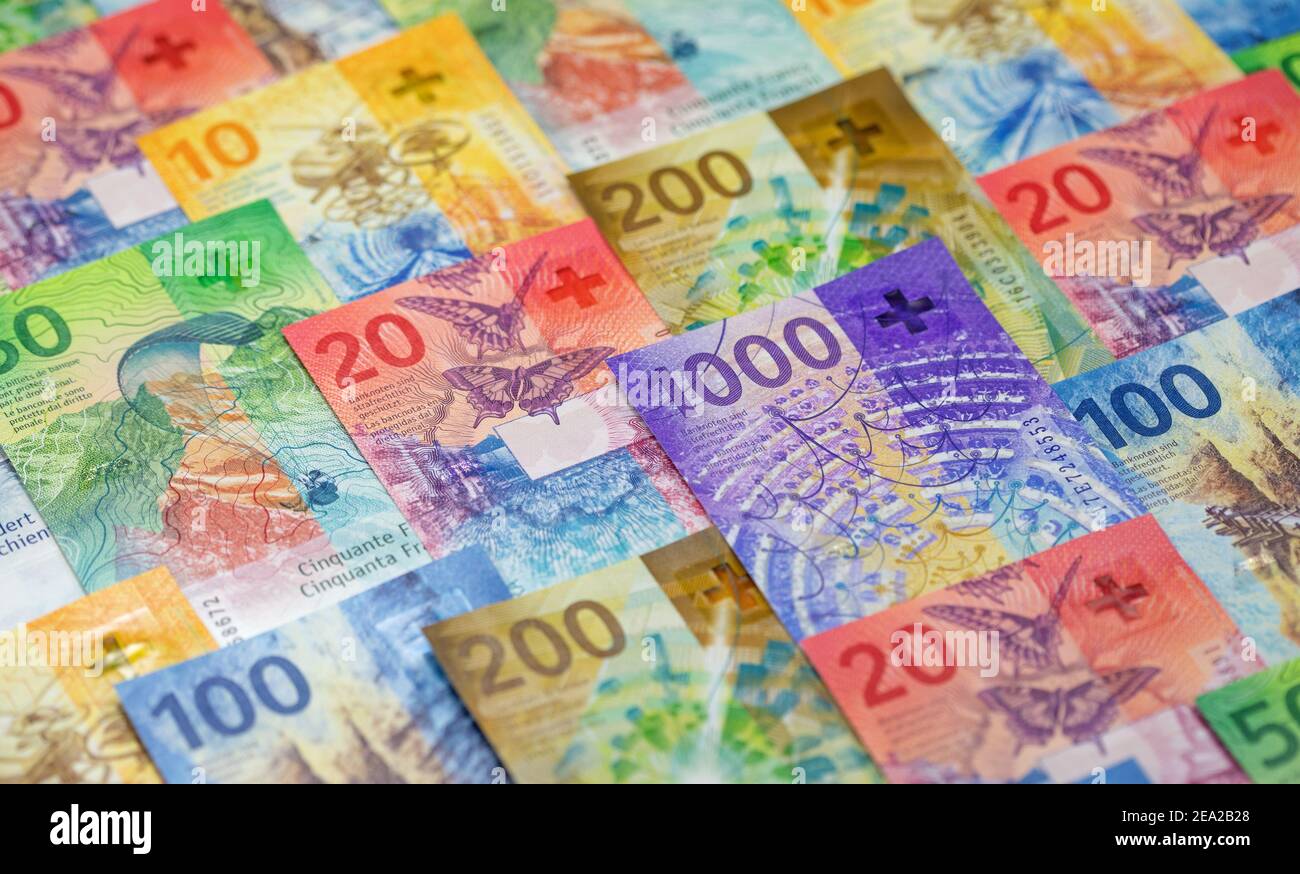 Collection of the new swiss banknotes (issued in 2017-2019 Stock Photo ...