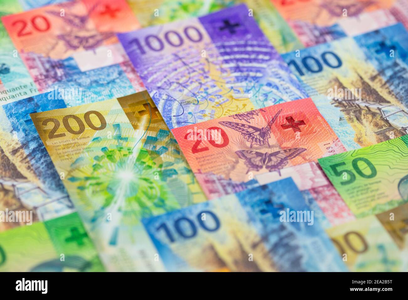Collection of the new swiss banknotes (issued in 2017-2019 Stock Photo ...