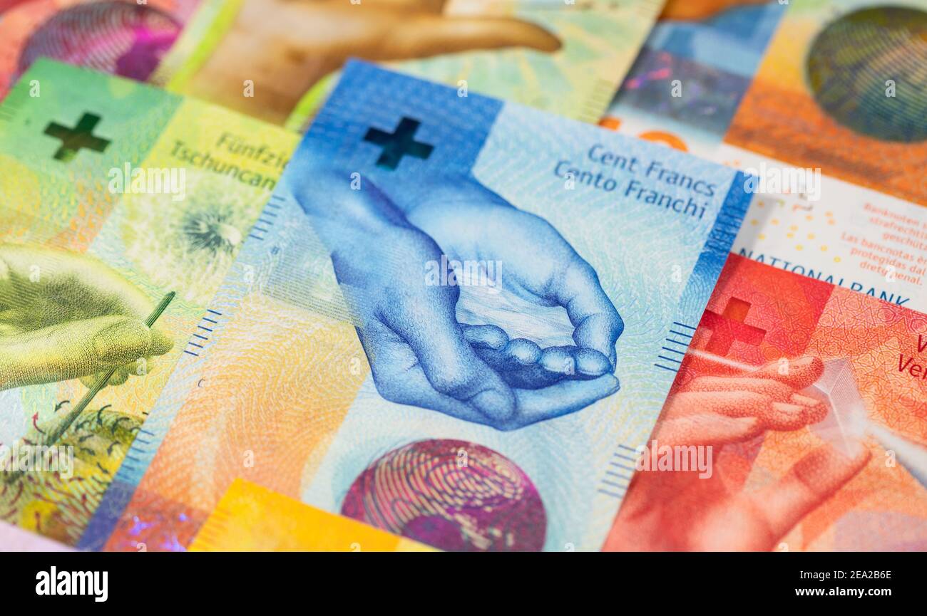 Collection of the new swiss banknotes (issued in 2017-2019 Stock Photo ...