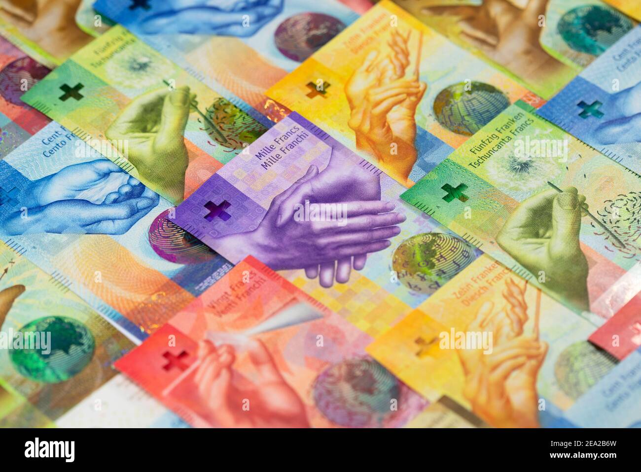Collection of the new swiss banknotes (issued in 2017-2019 Stock Photo ...