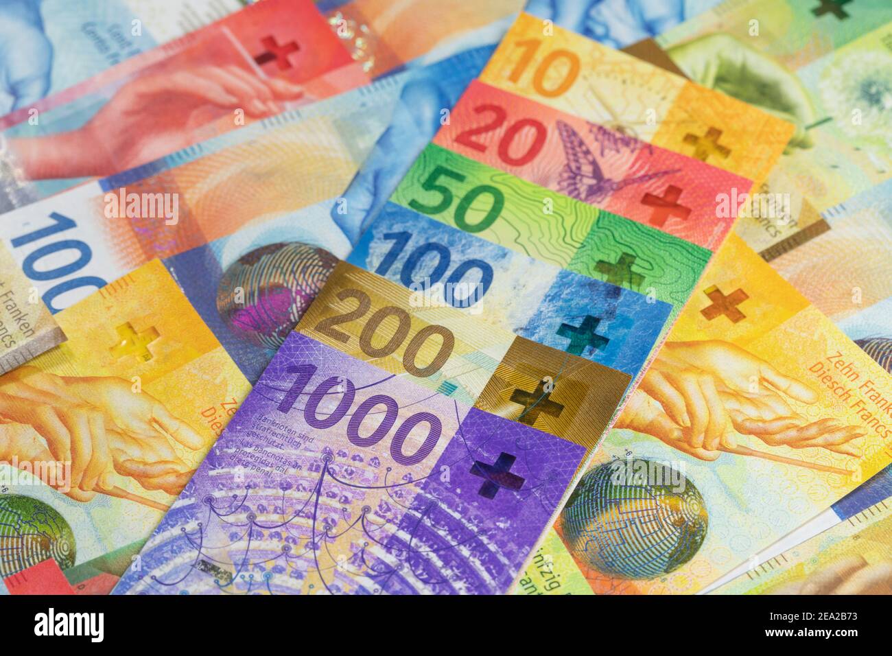 Collection of the new swiss banknotes (issued in 2017-2019 Stock Photo ...