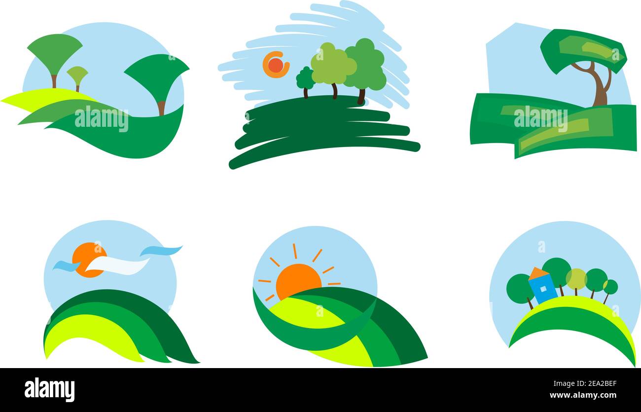 Colorful isolated nature icons for design and decoration Stock Vector ...