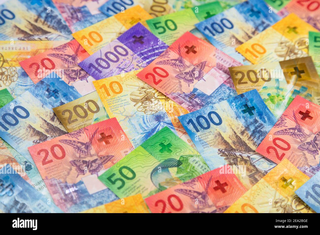 Collection of the new swiss banknotes (issued in 2017-2019 Stock Photo ...
