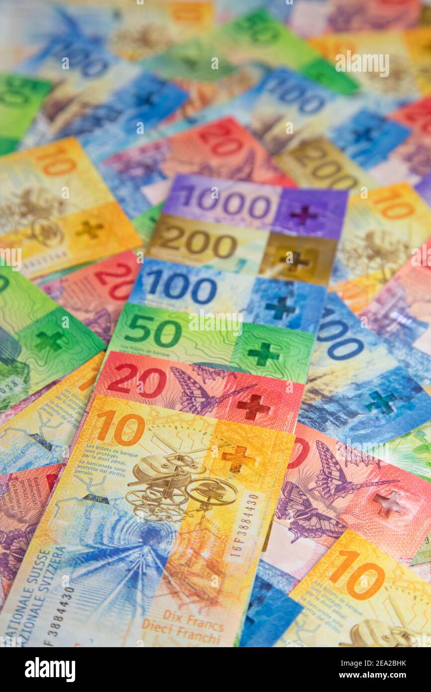 Collection of the new swiss banknotes (issued in 2017-2019 Stock Photo ...