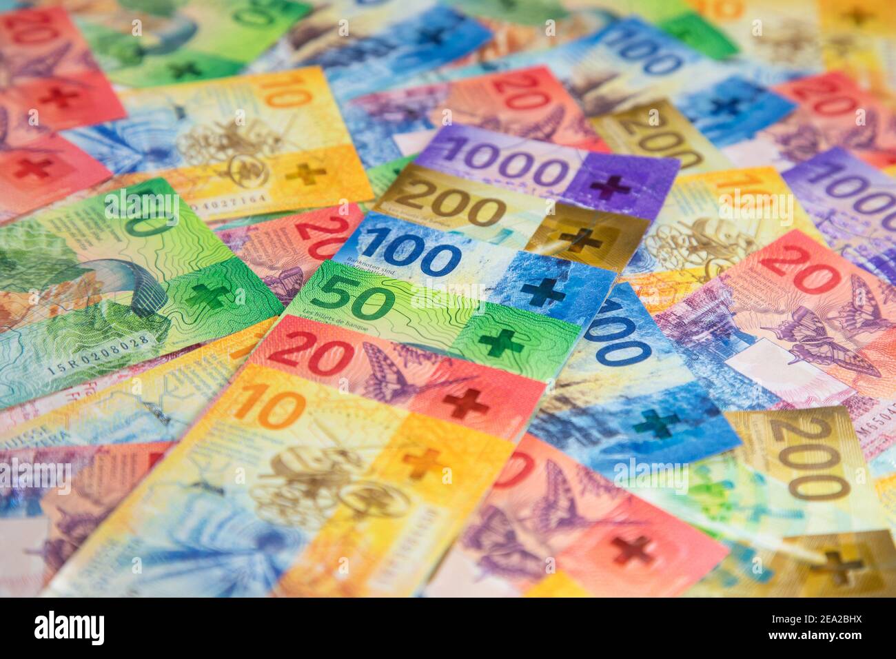 Collection of the new swiss banknotes (issued in 2017-2019 Stock Photo ...