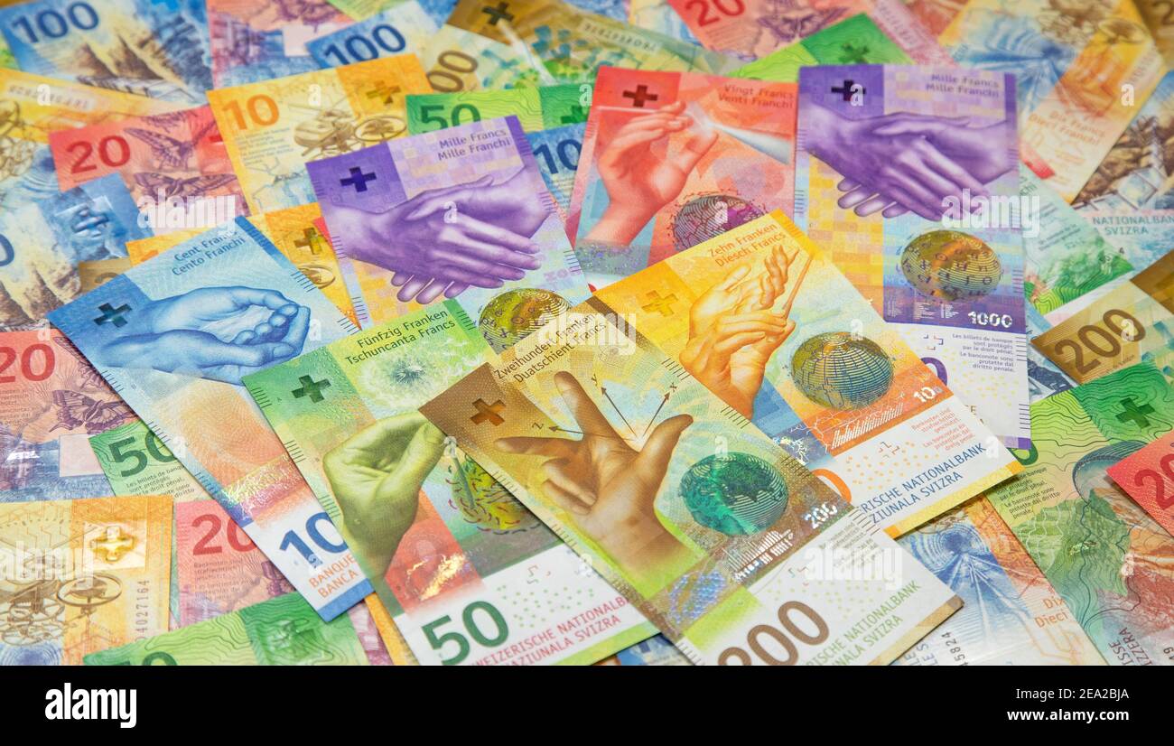 Collection of the new swiss banknotes (issued in 2017-2019 Stock Photo ...