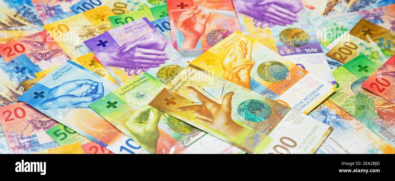 Collection of the new swiss banknotes (issued in 2017-2019 Stock Photo ...