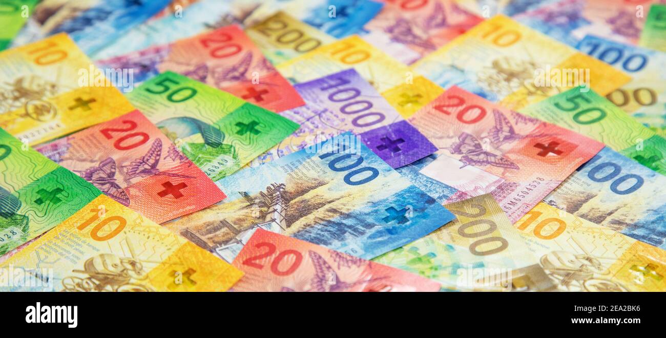 Collection of the new swiss banknotes (issued in 2017-2019 Stock Photo ...