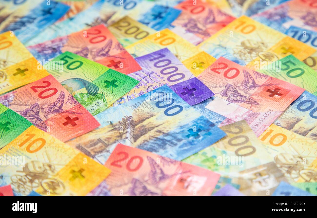 Collection of the new swiss banknotes (issued in 2017-2019 Stock Photo ...