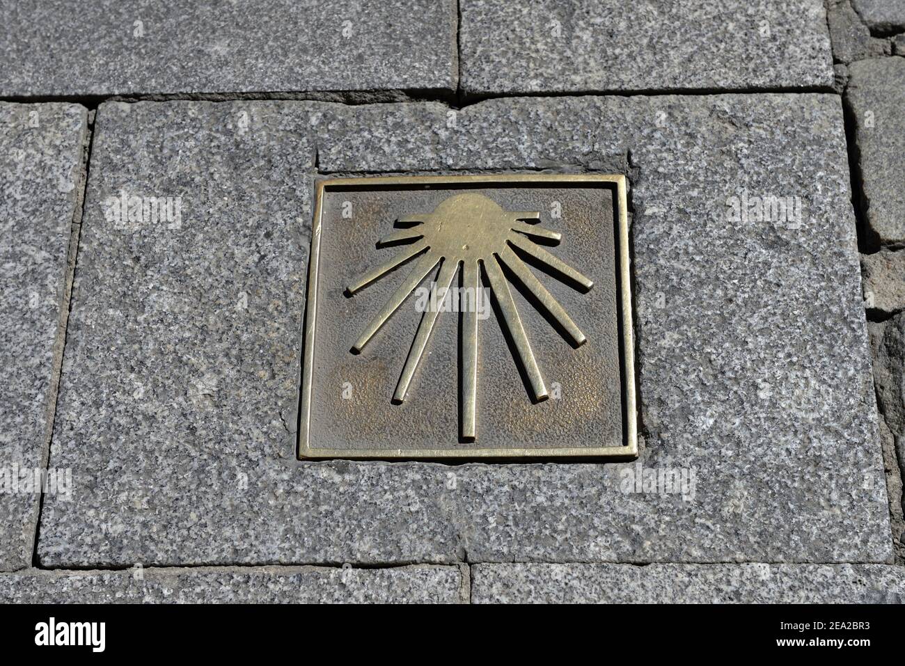 Bronze plaque with signs of the scallop, Pilgrim's Way, Pilgrim's Way ...