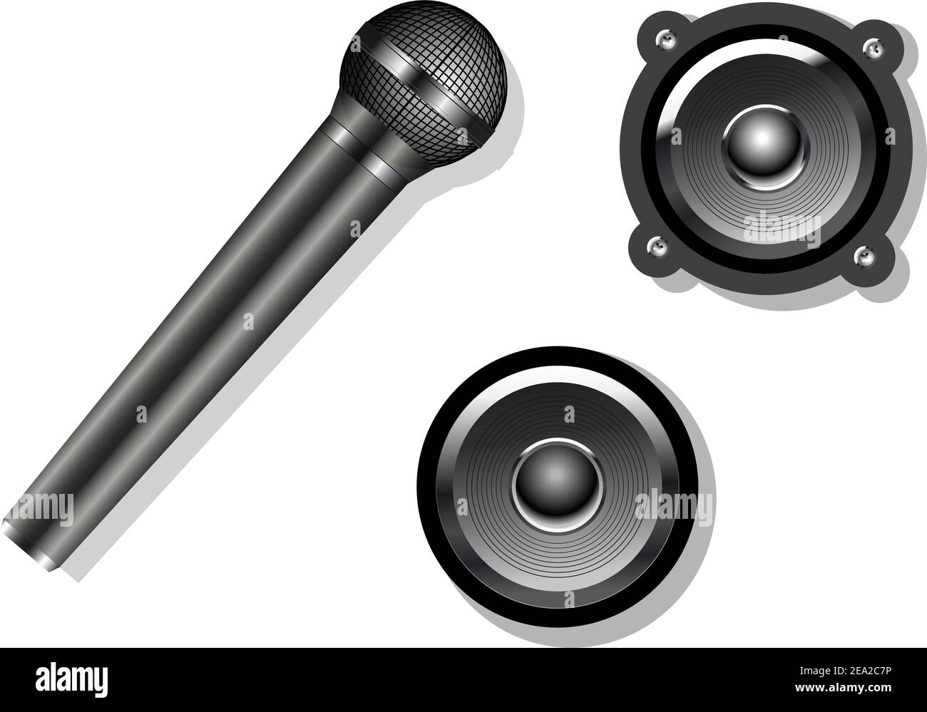 Isolated chrome microphone and speakers on the white background Stock ...