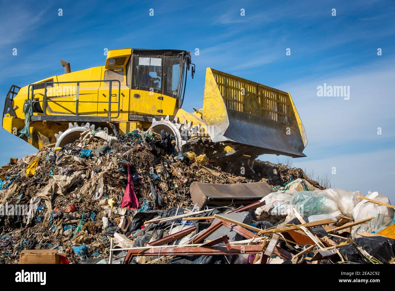 Sanitary landfill bulldozer hi-res stock photography and images - Alamy