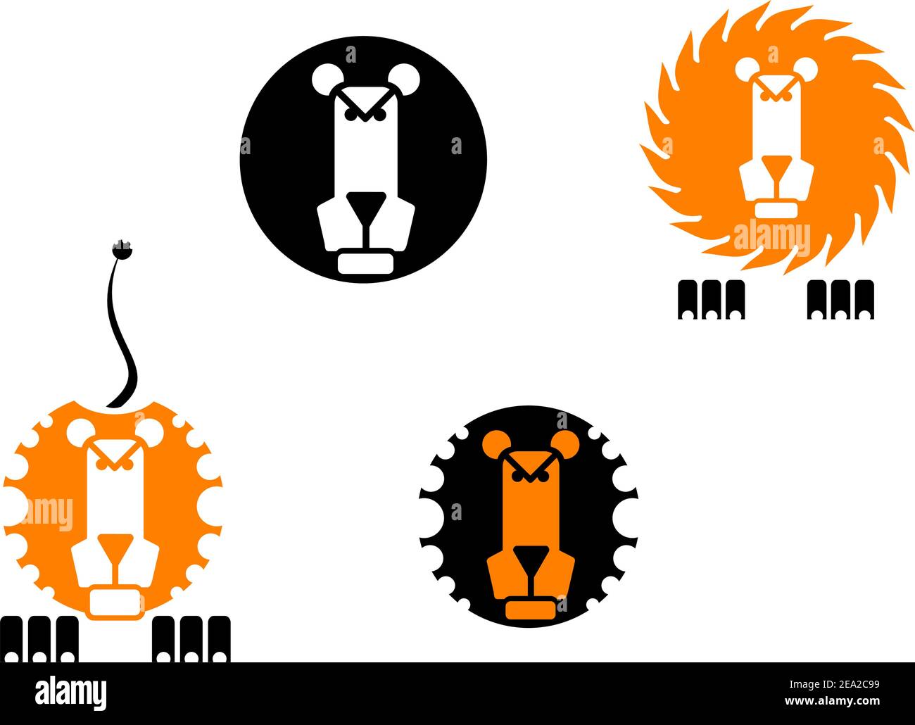 Four lion icons isolated on white background Stock Vector Image & Art ...