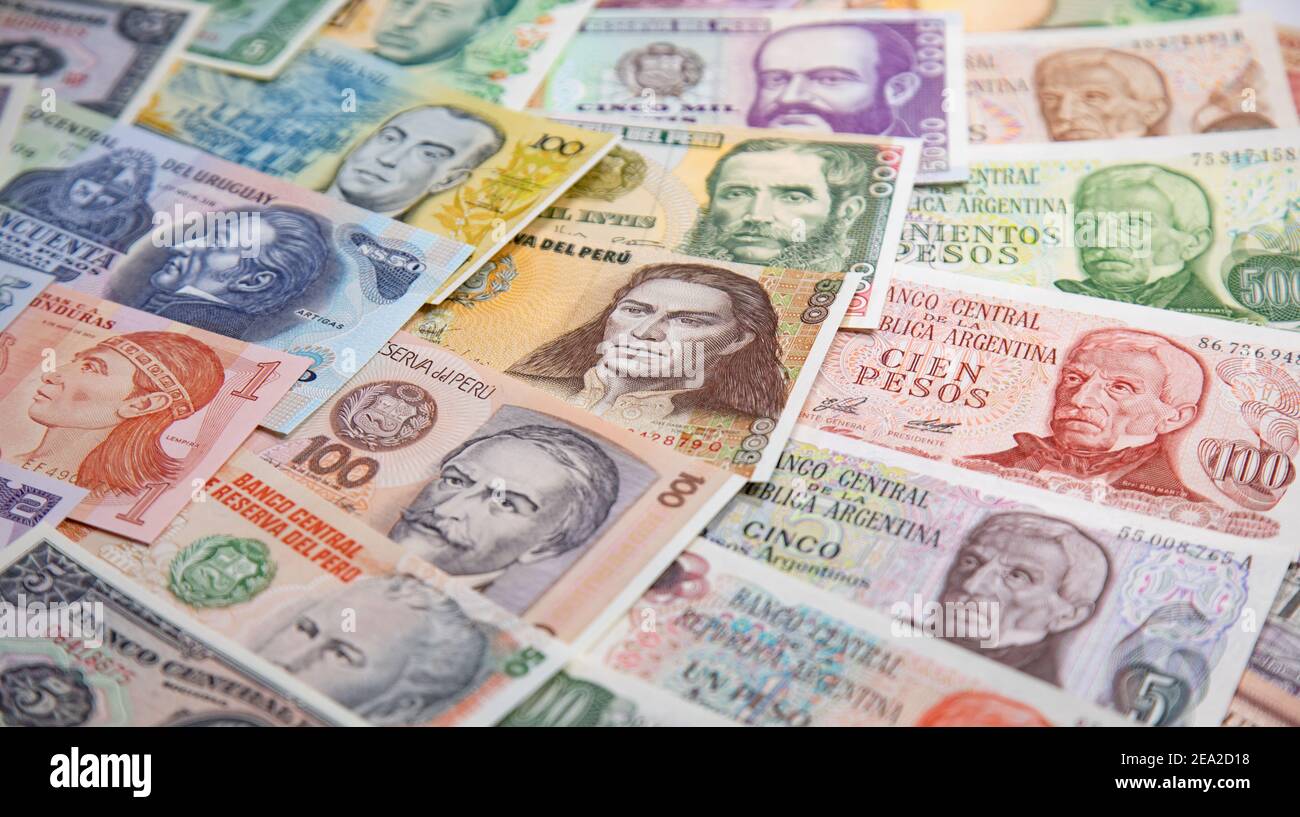 Variety of South American banknotes Stock Photo - Alamy