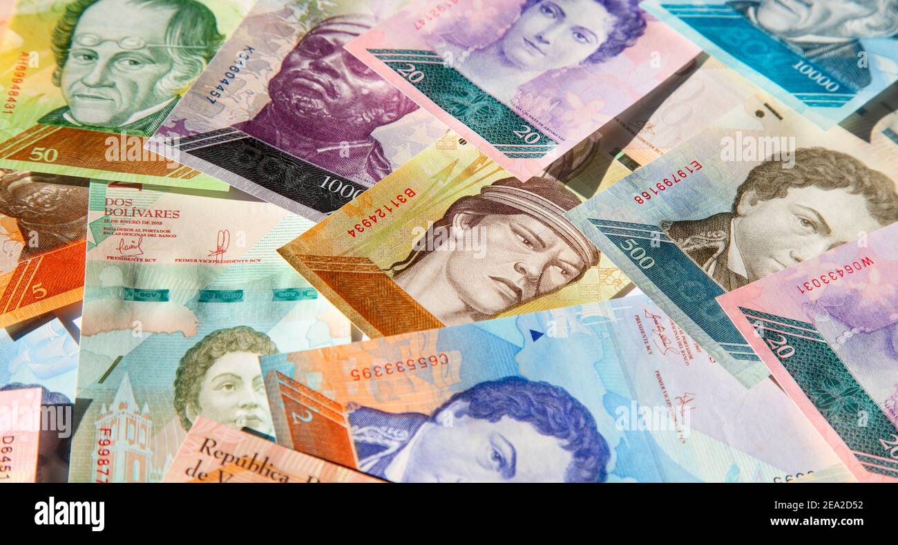 Variety of banknotes of Venezuela Stock Photo - Alamy