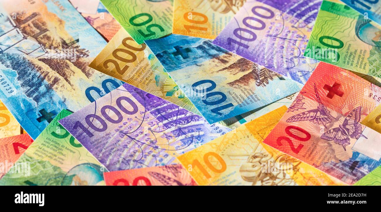 Collection of the new swiss banknotes (issued in 2017-2019 Stock Photo ...