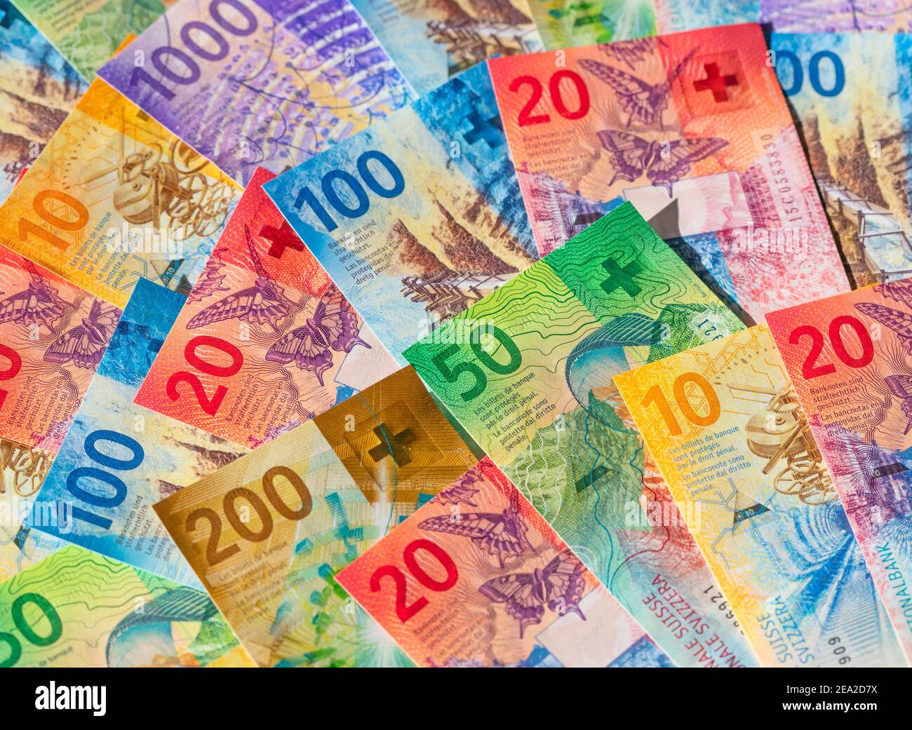 Collection of the new swiss banknotes (issued in 2017-2019 Stock Photo ...