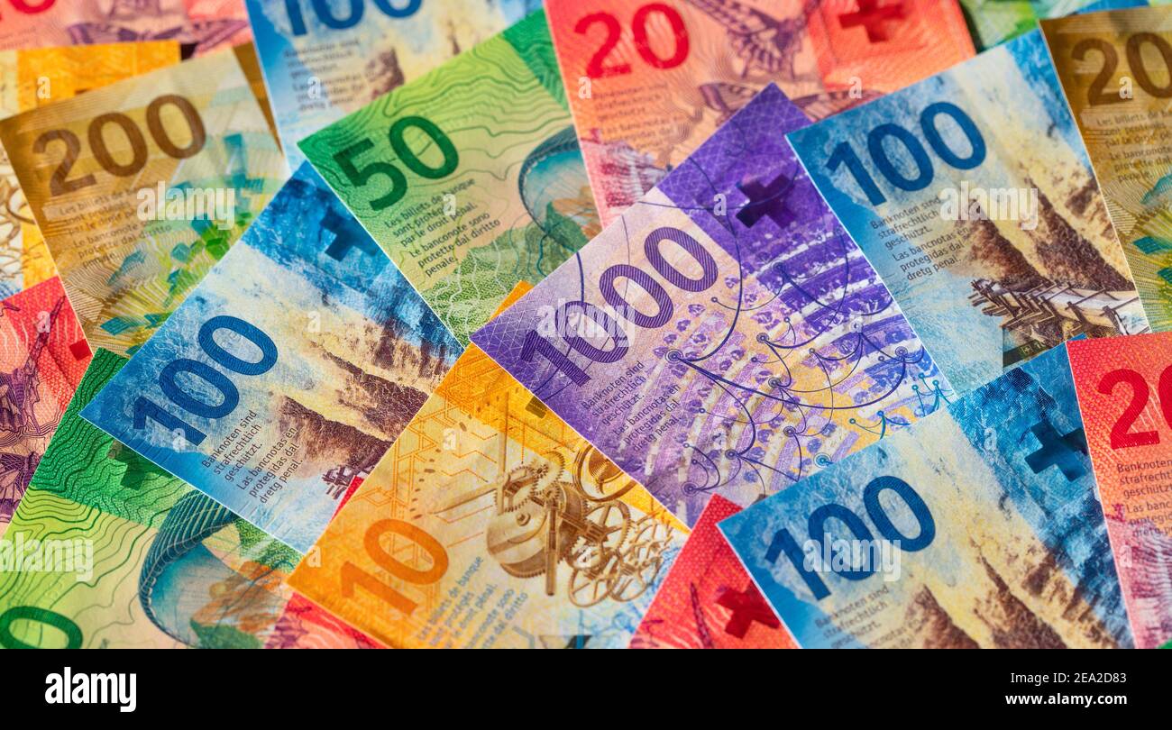 Collection of the new swiss banknotes (issued in 2017-2019 Stock Photo ...