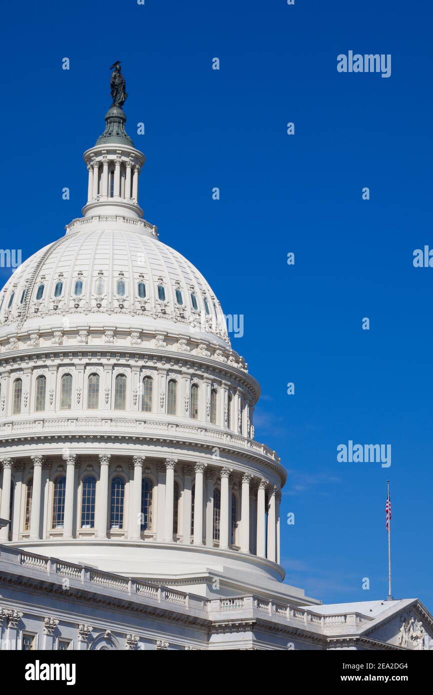 US Capitol Building Congress, Washington DC. Detail of Capitol Dome and ...