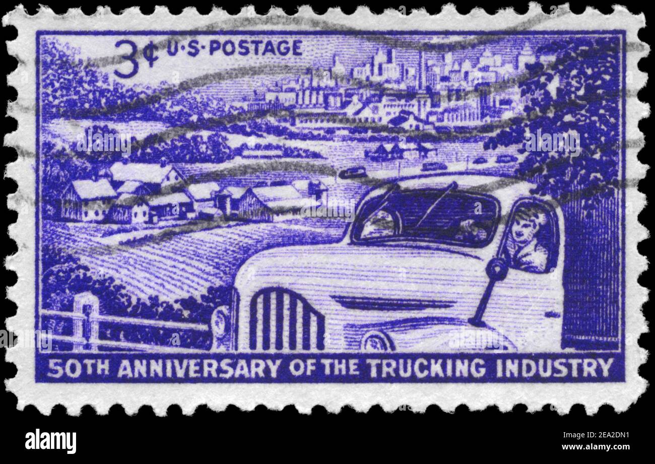 USA - CIRCA 1953: A Stamp printed in USA shows the Truck, Farm and ...