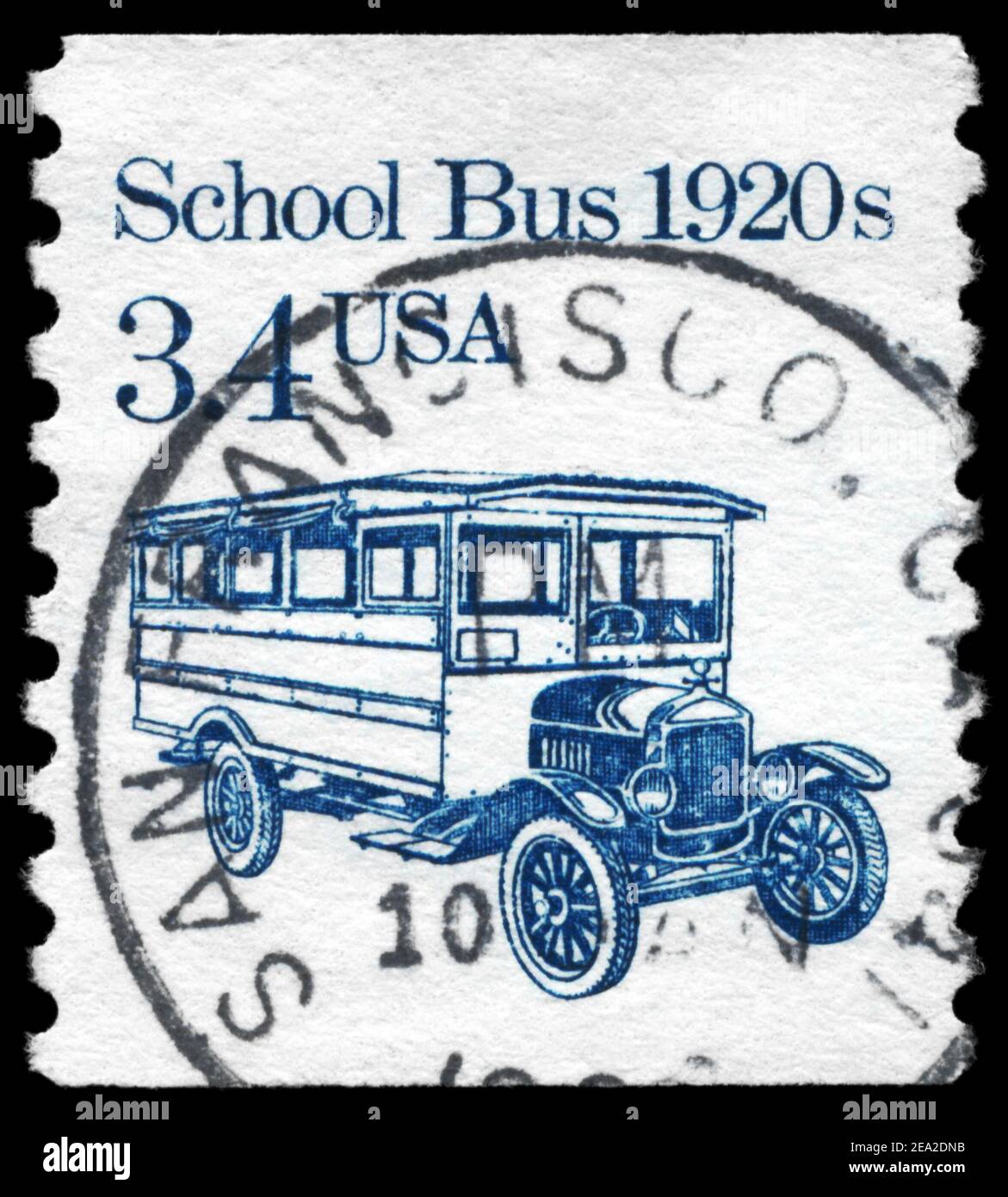USA - CIRCA 1985: A Stamp printed in USA shows the School Bus ...