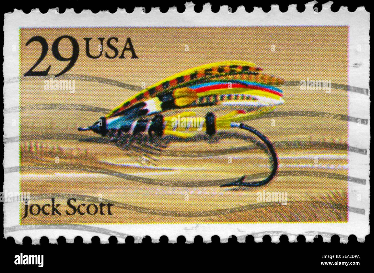 USA - CIRCA 1991: A Stamp printed in USA shows the Jock Scott Fly ...