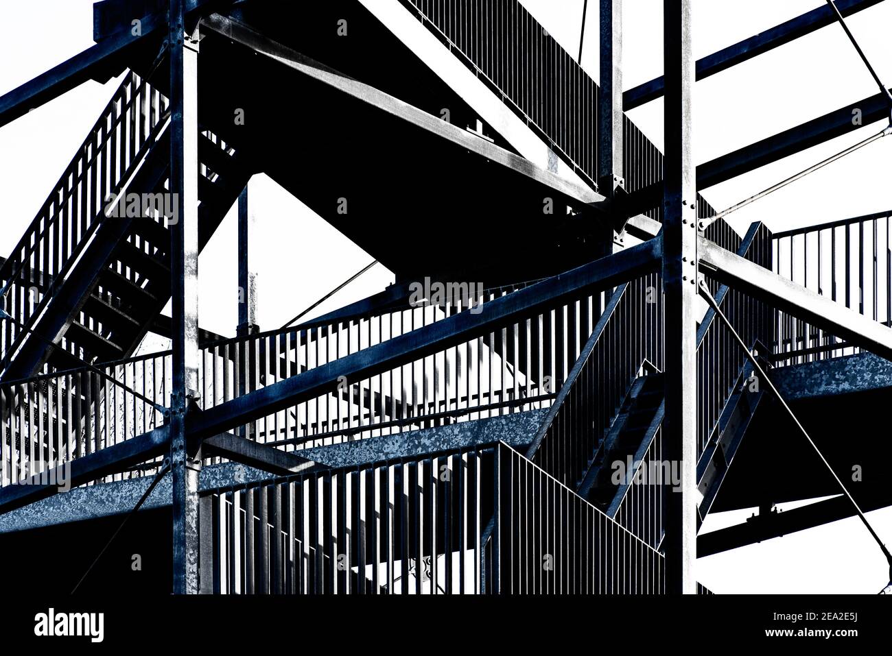 The construction of a steel staircase of a watchtower at the port of ...