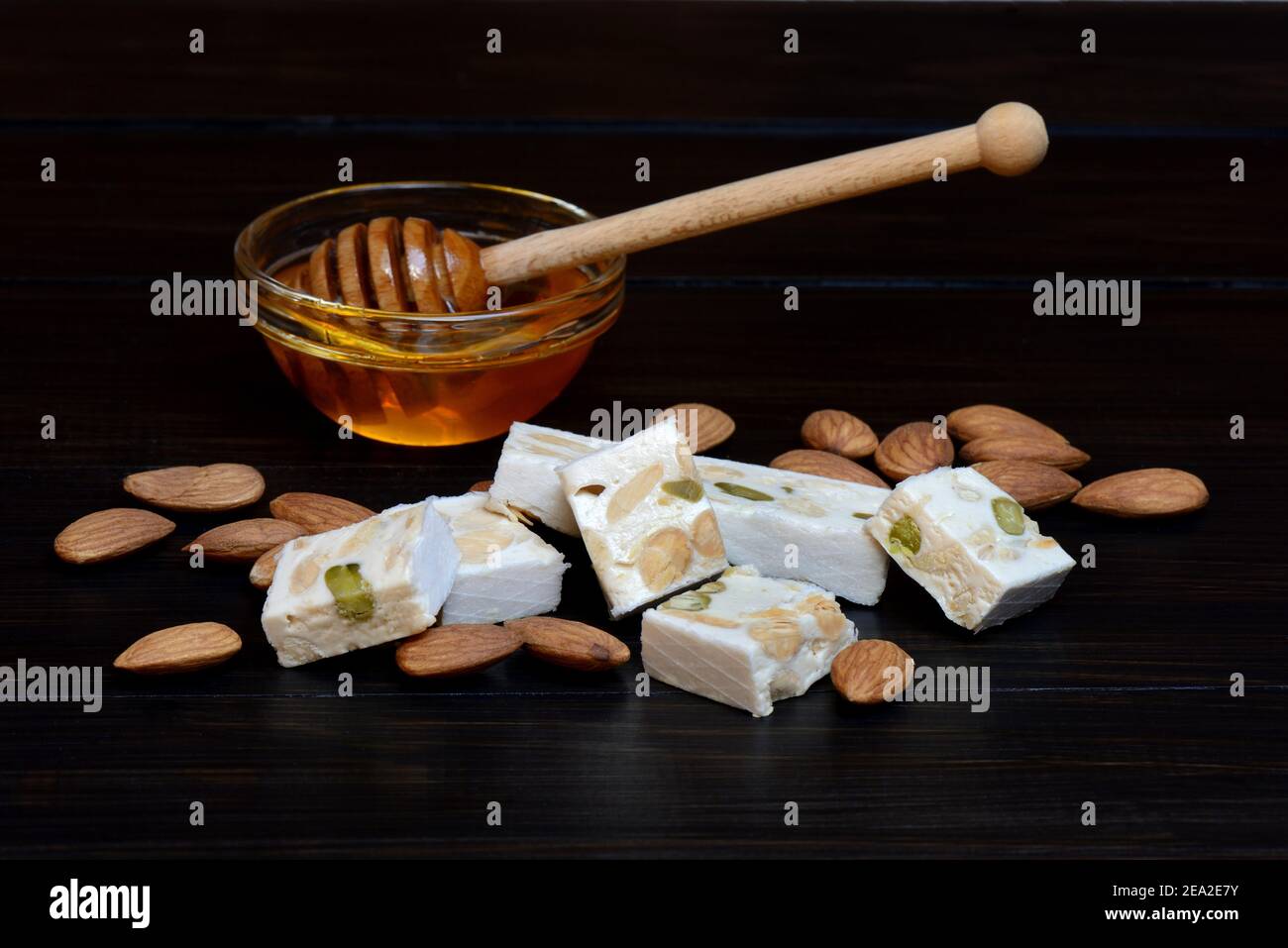 Nougat with almonds and honey, Nougat de Montelimar Stock Photo - Alamy