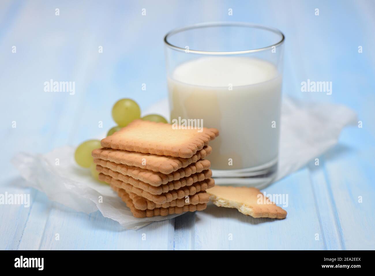 Butter biscuits and glass of milk, Petit Beurre, France Stock Photo - Alamy