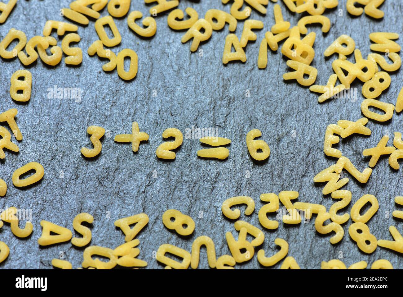 Letter noodles form arithmetic, mathematics Stock Photo - Alamy