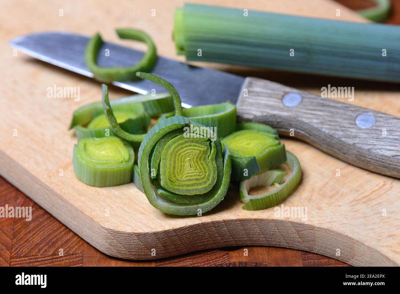 Leek, sliced, Allium porrum Stock Photo - Alamy