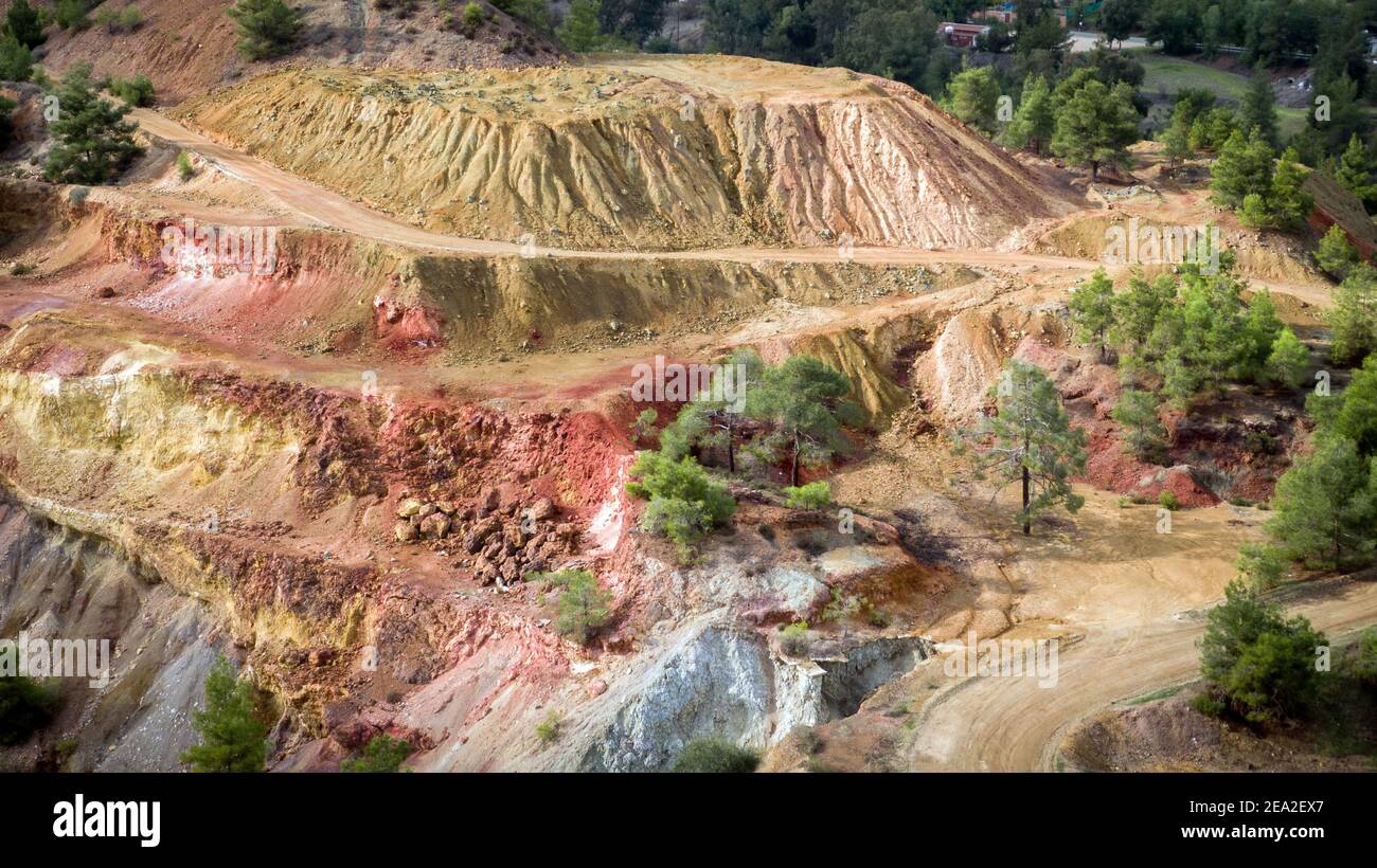 Sulfide deposits in Kokkinopezoula open-pit mine in Mitsero, Cyprus ...