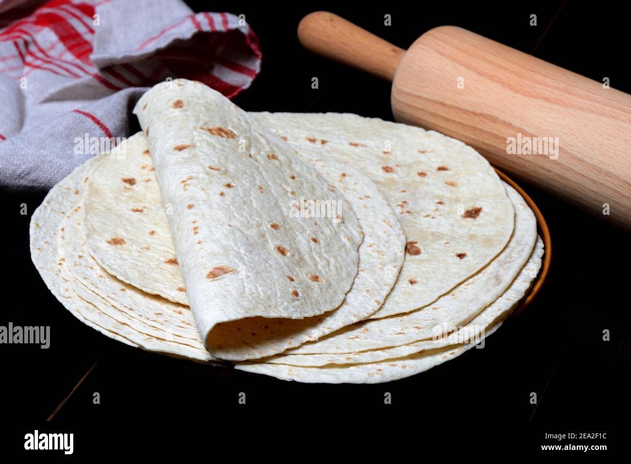 Tortillas on plate and rolling pin, wrap, wraps, mexican, mexican Stock ...