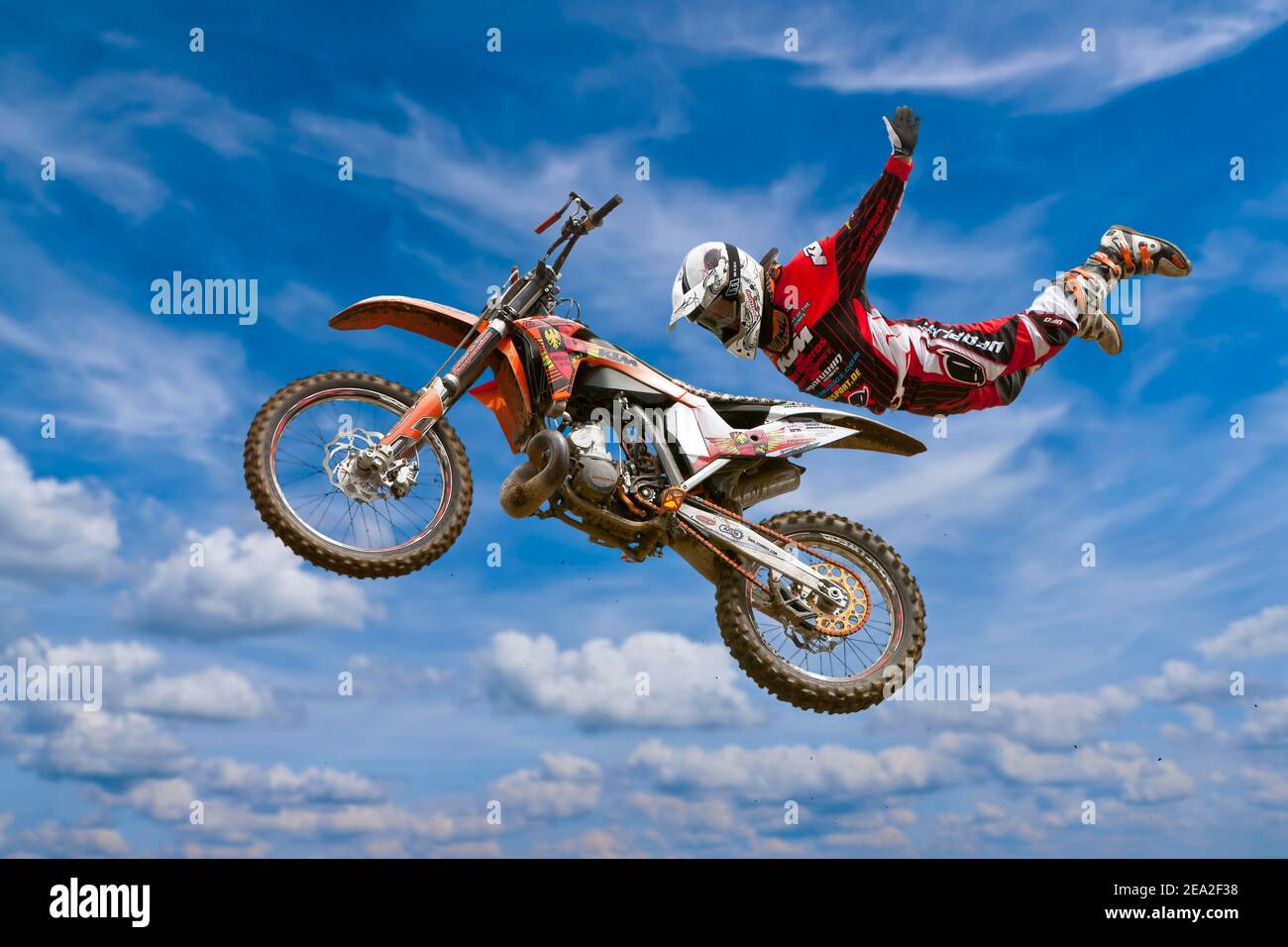 Motocross rider in the air hi-res stock photography and images - Alamy