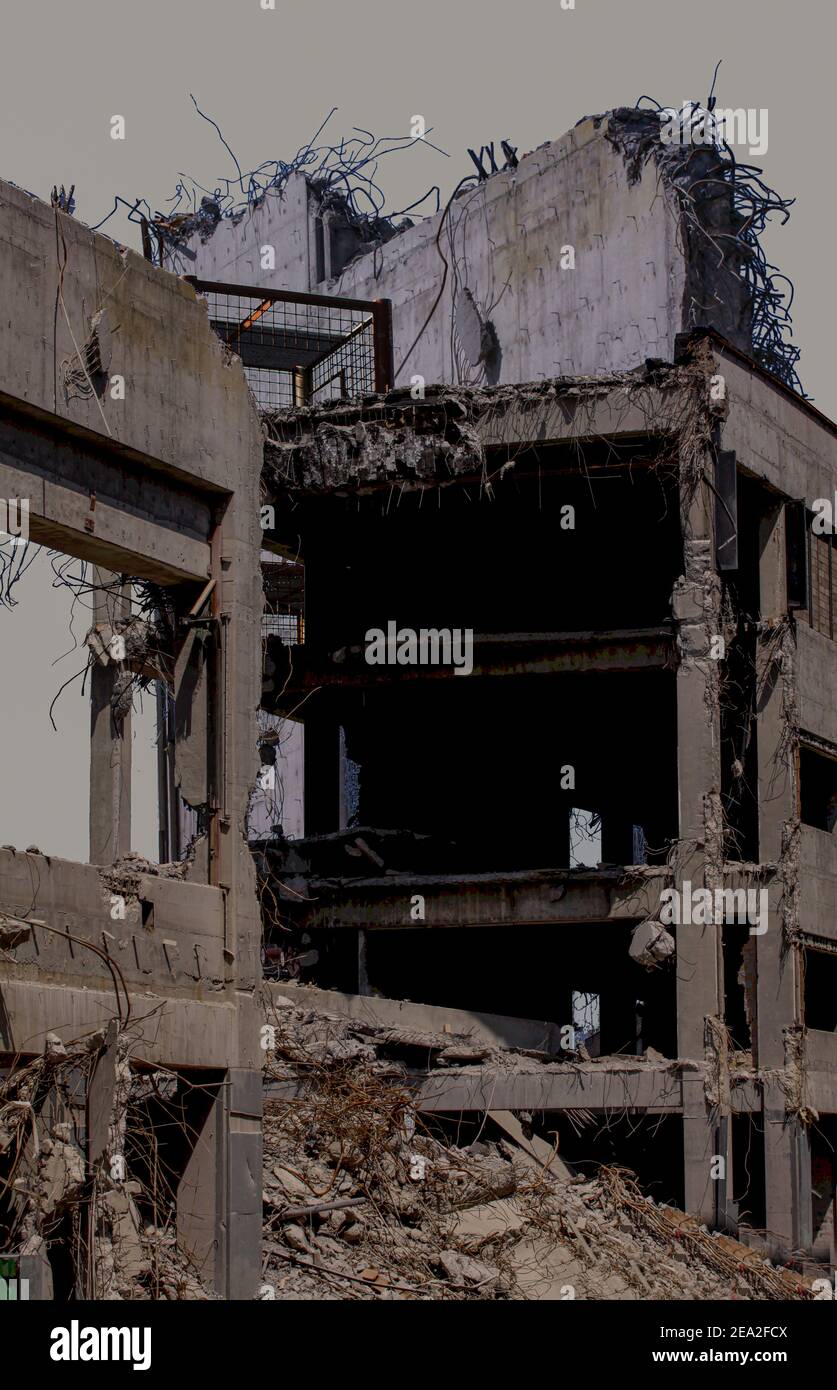 Abandoned destroyed building under demolition Stock Photo - Alamy