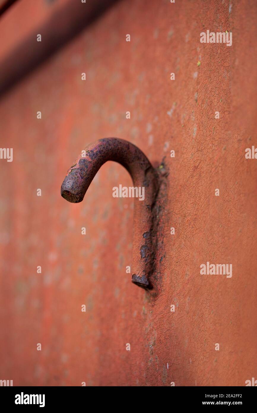 Close up af weathered rusty metal hook Stock Photo - Alamy