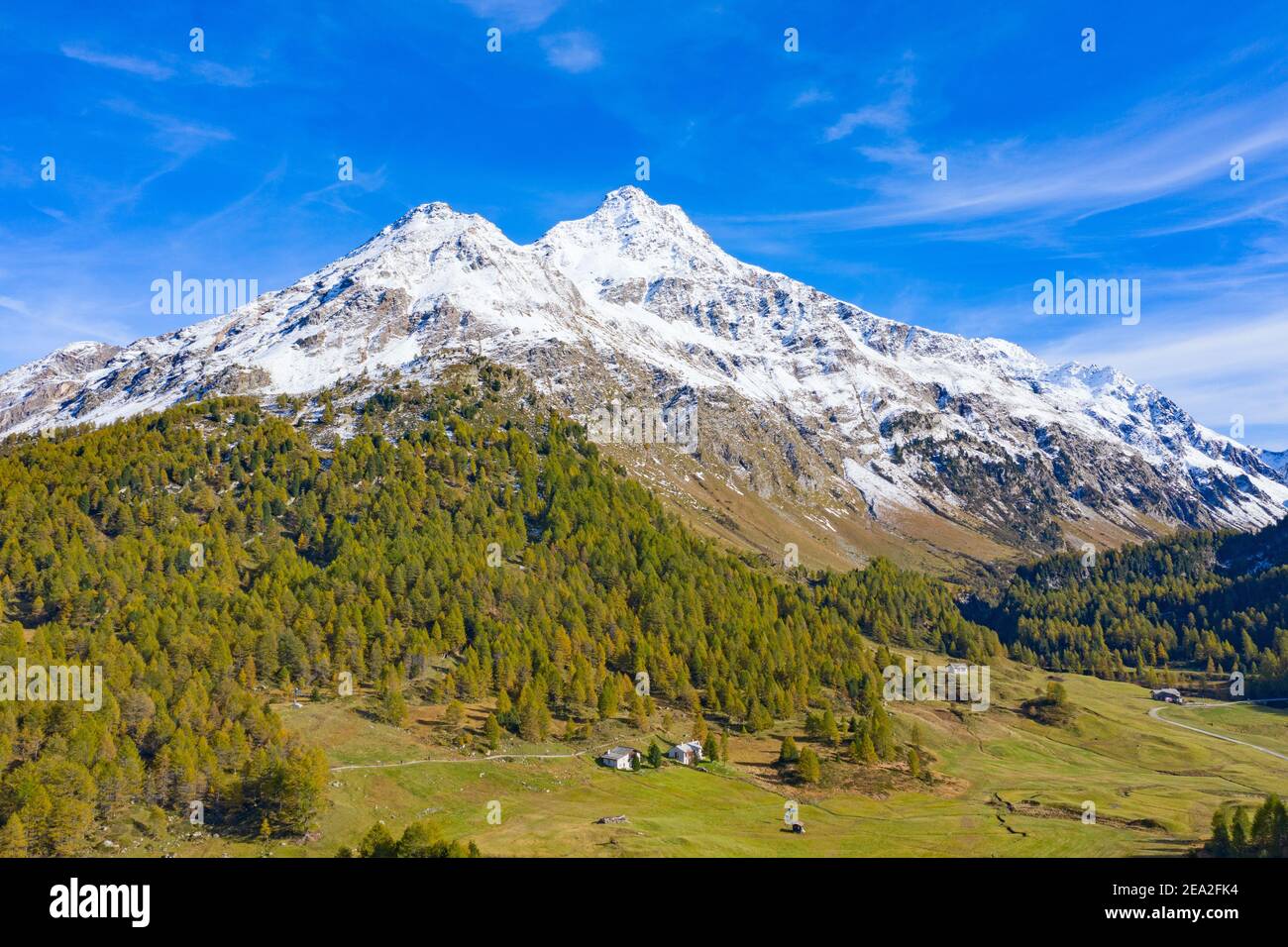 Winding road of the Maloja pass connecting Switzerland and Italy Stock ...